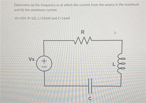 Determine a the frequency ω at which the current Chegg