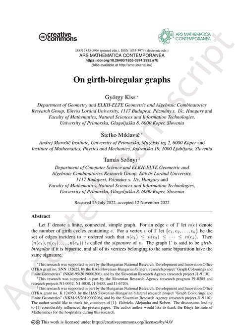 Pdf On Girth Biregular Graphs