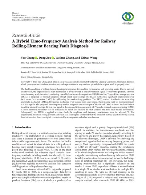 Pdf A Hybrid Time Frequency Analysis Method For Railway Rolling