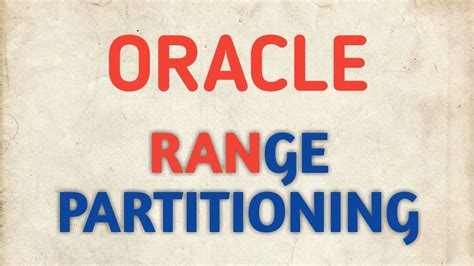 Range Partitioning In Tamil Youtube