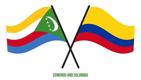 코모로와 콜롬비아 국기는 평평하고 흔들리는 스타일을 교차했습니다 공식 비율 올바른 색상 경제에 대한 스톡 벡터 아트 및 기타 이미지 Istock