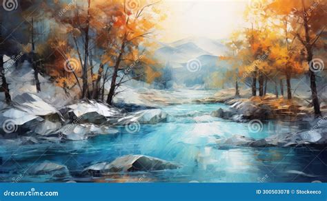 Artistic Representation Of Computer Science In A Colorful River Stock Illustration