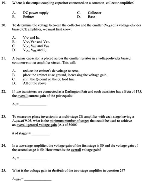 solved 19 where is the output coupling capacitor connected on a