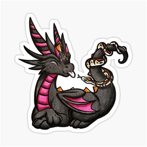 Dragon With Python Sticker For Sale By Bgolins Redbubble