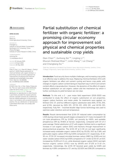 Pdf Partial Substitution Of Chemical Fertilizer With Organic