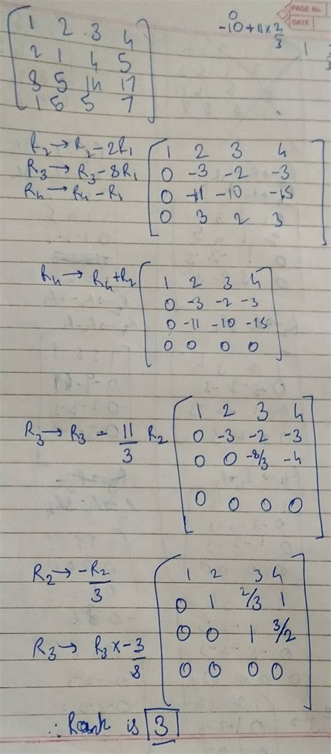 matrices rank of matrix verification using row echelon form