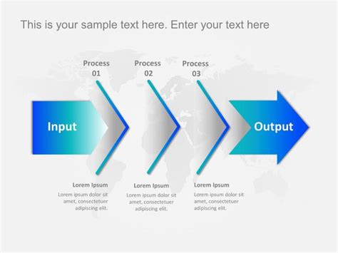 Gray Gradient Input Output Process Flow Diagram Powerpoint Template