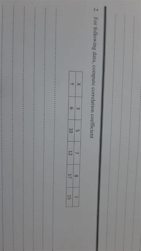 solved 2 for following data compute correlation