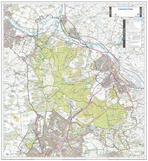 Cannock Chase Aonb Wall Map 2024
