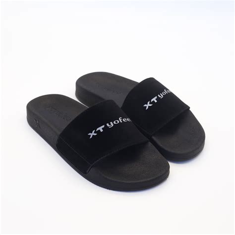 Hàng loại 1 Dép quai ngang nam nữ quai nỉ chữ in sắc nét đê pu cao cấp Mã XT 05 Shopee