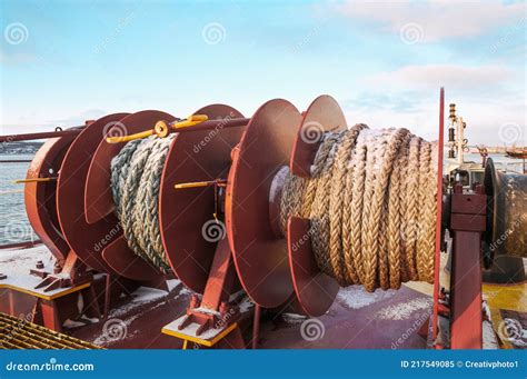 Automatic Winch On A Sea Ship Stock Image Image Of Equipment Hold