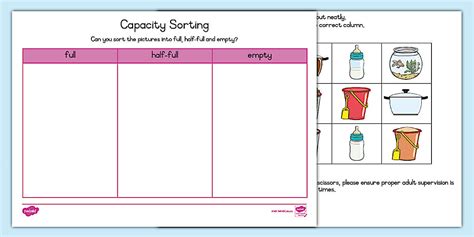 Grade R Capacity Sorting Activity Lehrer Gemacht Twinkl