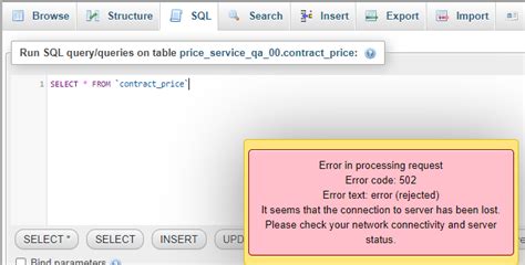 Apache 24 Getting 502 Error While Trying To Run Sql Query In Sql Tab
