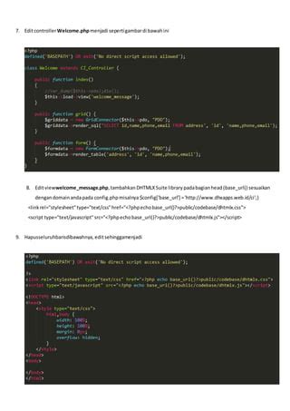 Belajar Pemrograman Berbasis Web Php Dhtmlx Part Simple Crud Dhtmlx Dan Codeigniter PDF
