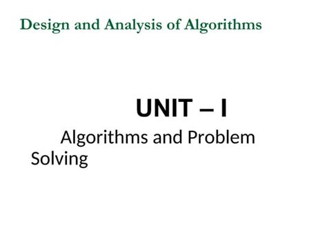 Design And Analysis Of Algorithm In Computer Science Ppt