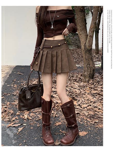 가을 겨울 스웨이드 플리츠 미니스커트 새무 주름 치마 4color 에이블리