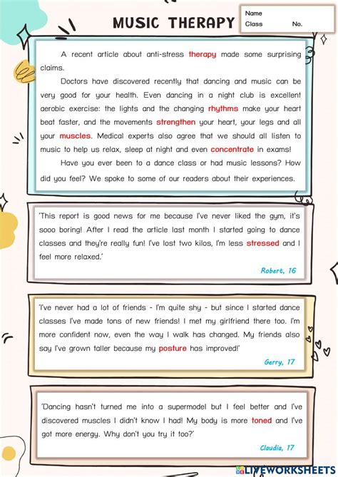 Music Therapy Online Exercise For Worksheets Library