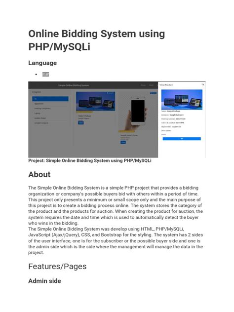 online bidding system using php pdf websites world wide web