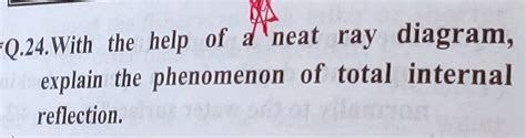 Q 24 With The Of A Neat Ray Diagram Explain The Phenomenon Of Total