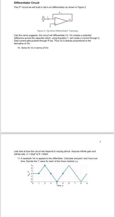 Solved Differentiator Circuit The 2−1 Circult We Wal Buhd In