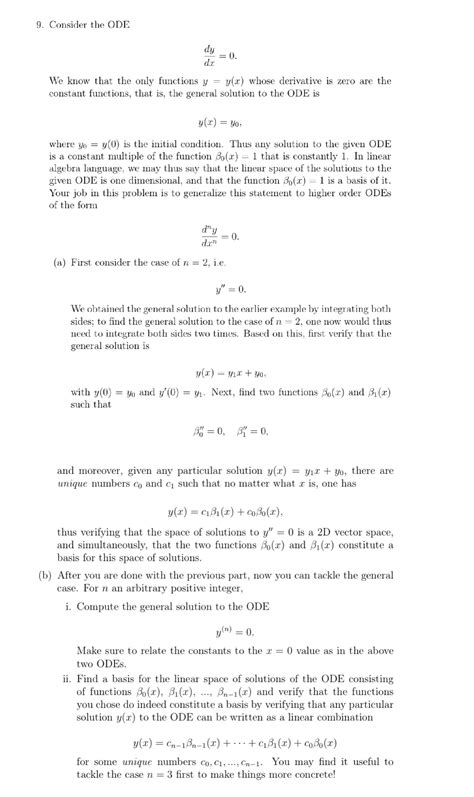 solved consider the odedydx 0 we know that the only