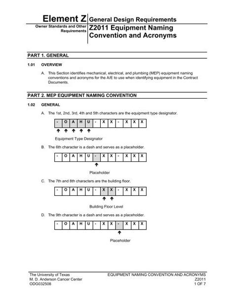 Equipment Naming Convention And Acronyms Md Anderson