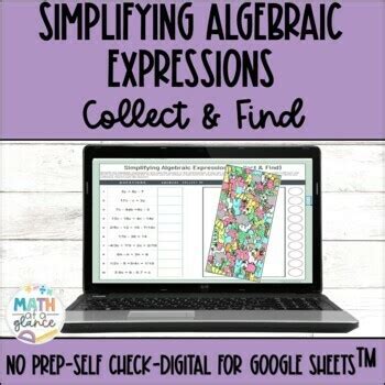 Simplifying Algebraic Expressions Digital Printable Activity