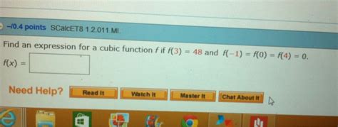 solved find an expression for a cubic function f if f 3