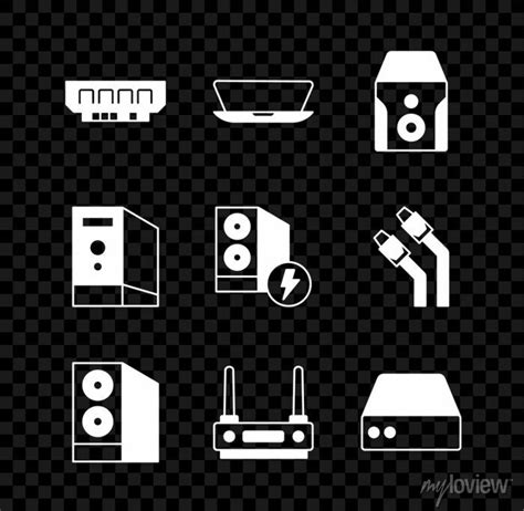 Set Ram Random Access Memory Laptop Uninterruptible Power Posters