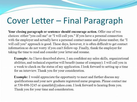 Final Paragraph Of A Cover Letter Cover Letter Conclusion Examples