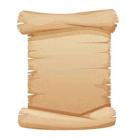 Parchment Paper Scroll Ribbon Old Vintage Banner Game Ui Element In Cartoon Style Isolated On