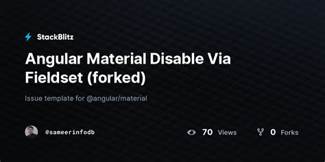 Angular Material Disable Via Fieldset Forked Stackblitz