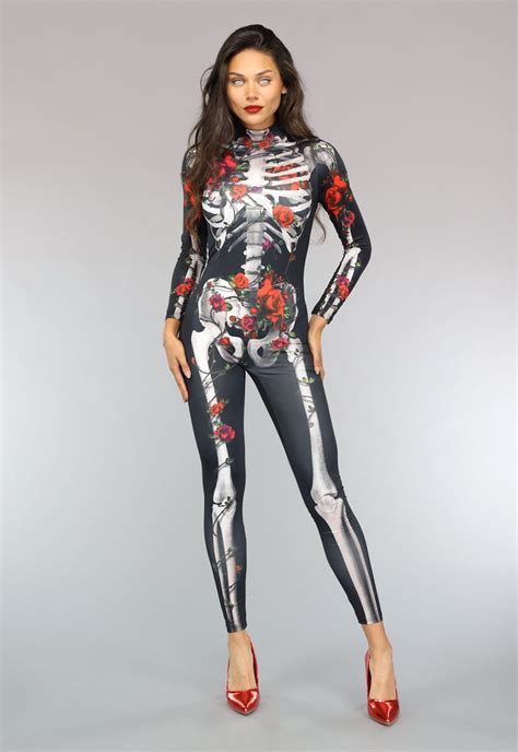 Skeletten Jumpsuit Met Rozen Uwantisell Nl