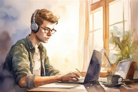 Premium Ai Image Male Software Engineer Working From Home Remote Work