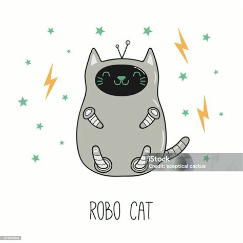 Cute Robot Cat Stock Illustration Download Image Now Cartoon Cool
