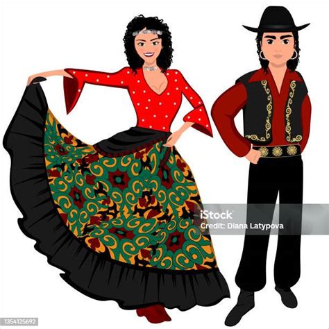 민속 국가 집시 의상을 입은 여자와 남자 벡터 일러스트레이션 가족에 대한 스톡 벡터 아트 및 기타 이미지 가족 공휴일 남자 Istock