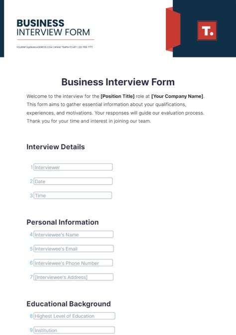 Free Interview Form Template To Edit Online