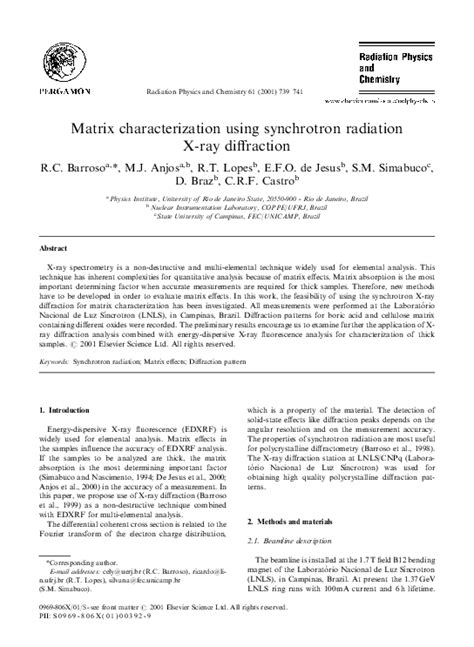 Pdf Matrix Characterization Using Synchrotron Radiation X Ray Diffraction Edgar Jesus
