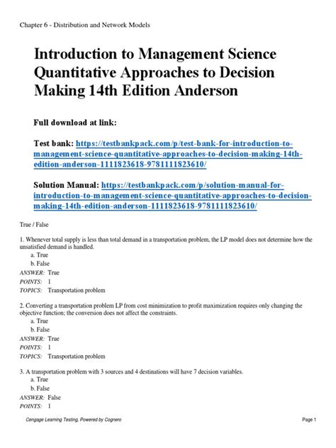 Introduction To Management Science Quantitative Approaches To Decision Making 14th Edition