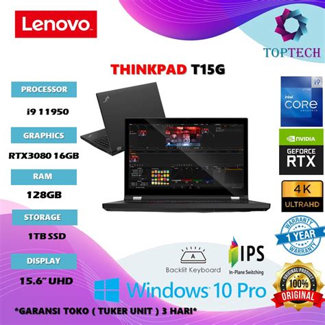 Jual Laptop Lenovo Thinkpad T G K Uhd I Rtx Gb Ram Gb Tb Ssd W Pro