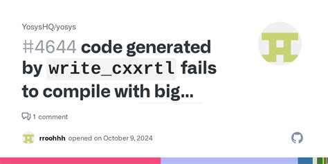 Code Generated By `writecxxrtl` Fails To Compile With Big Arguments To