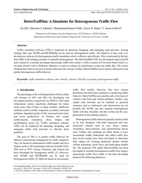 Pdf Hetrotraffsim A Novel Traffic Simulation Software For