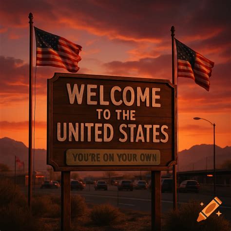 Photorealistic Image Of A Welcome To The United States Sign With You