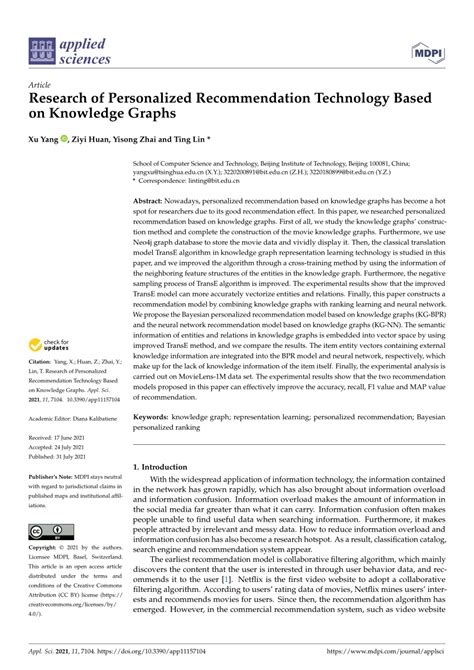 Pdf Research Of Personalized Recommendation Technology Based On