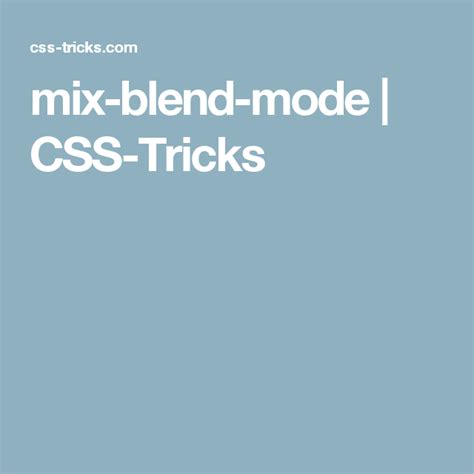 Css Tricks Mix Blend Mode