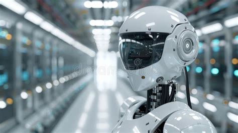 Automated Assembly Line In Futuristic Robot Factory Ai Generated Image Stock Illustration