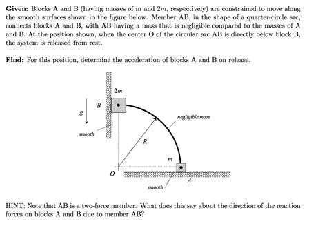 solved given blocks a and b having masses of m ﻿and 2m
