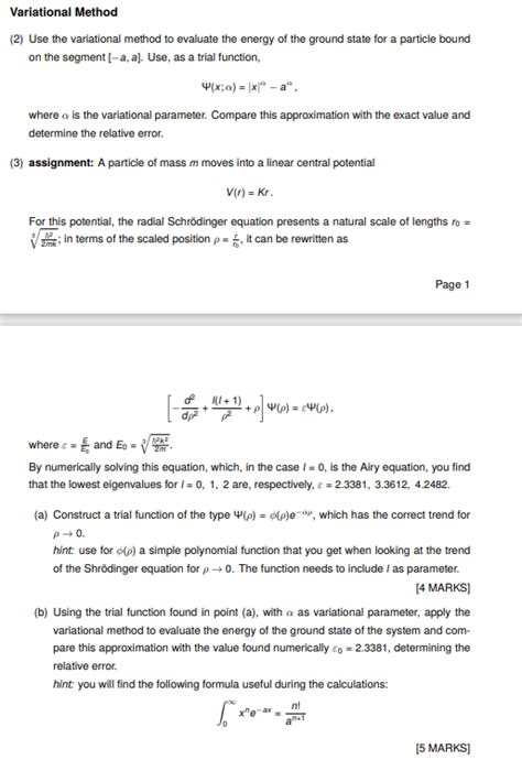 Solved Variational Method 2 Use The Variational Method To