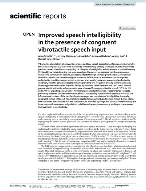 Pdf Improved Speech Intelligibility In The Presence Of Congruent