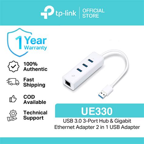 TP-Link | UE330 | USB 3.0 | 3-Port Hub | Gigabit | Ethernet | Adapter ...
